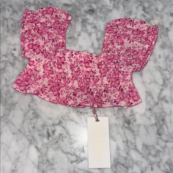 LoveShackFancy | Shirts & Tops | Loveshackfancy Pink Floralcrop Top 23y ...